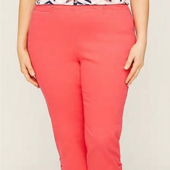 Catherines | Pants & Jumpsuits | Essential Flat Front Twill Capri Coral ...